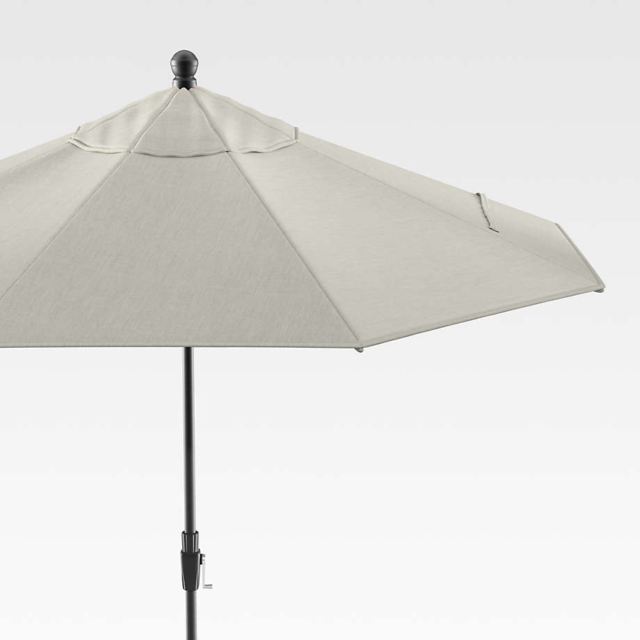 9' Round Sunbrella Silver Patio Umbrella with Frame | Crate & Barrel