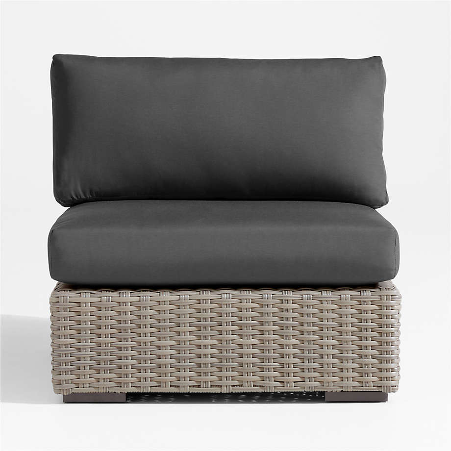 Abaco Grey Resin Wicker Outdoor Armless Chair with Charcoal Sunbrella ...