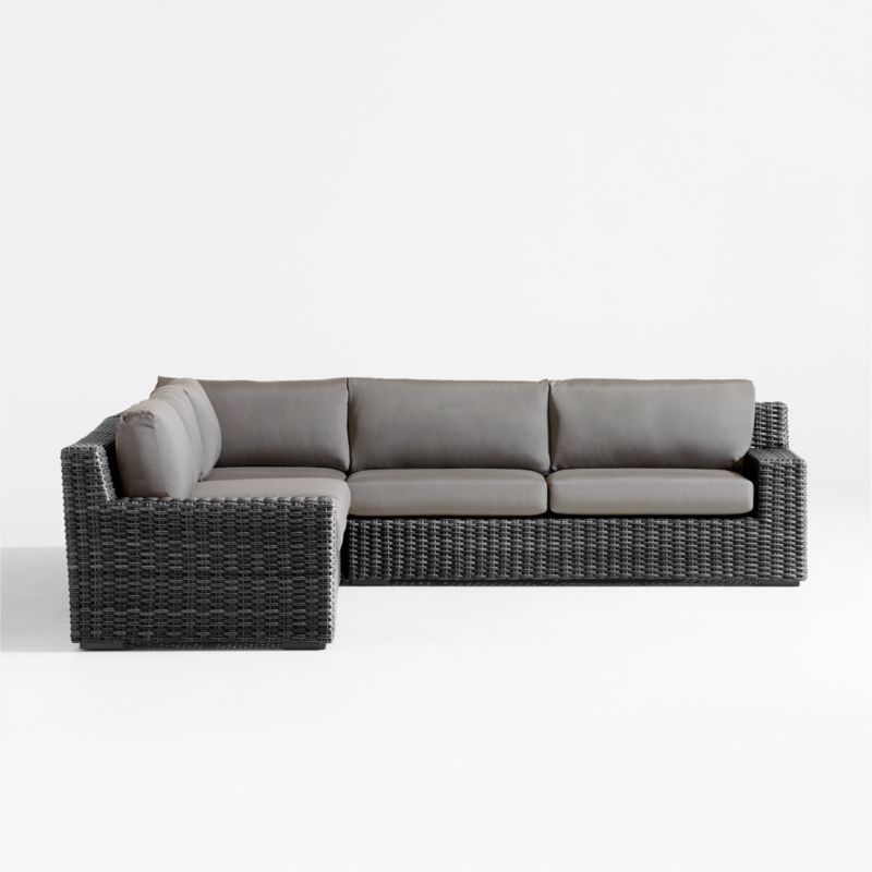 Abaco Resin Wicker Charcoal Grey 3-Piece L-Shaped Outdoor Sectional ...