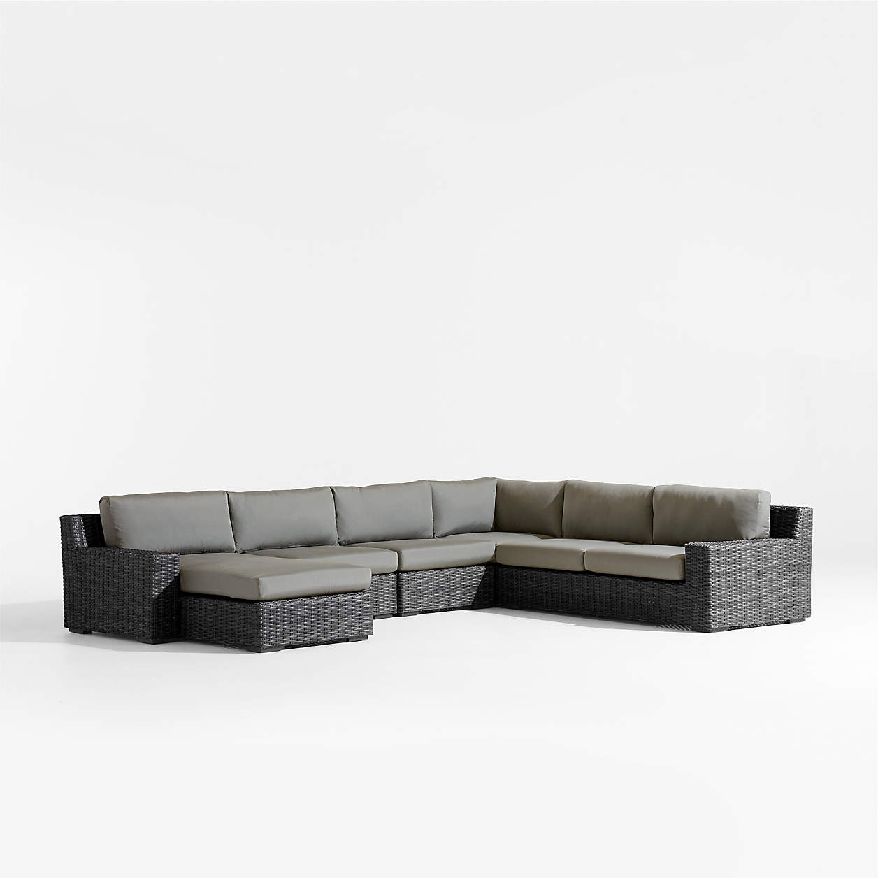 Abaco Resin Wicker Charcoal Grey 5-Piece Left-Arm Chaise Outdoor ...