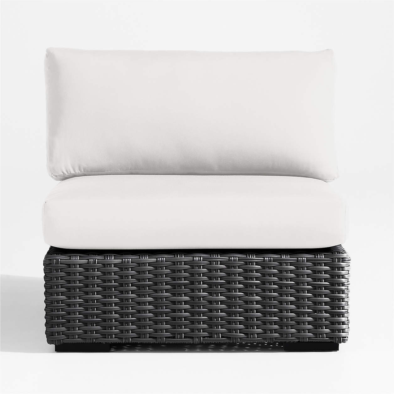 Abaco Resin Wicker Charcoal Grey Outdoor Armless Chair with White Sand ...