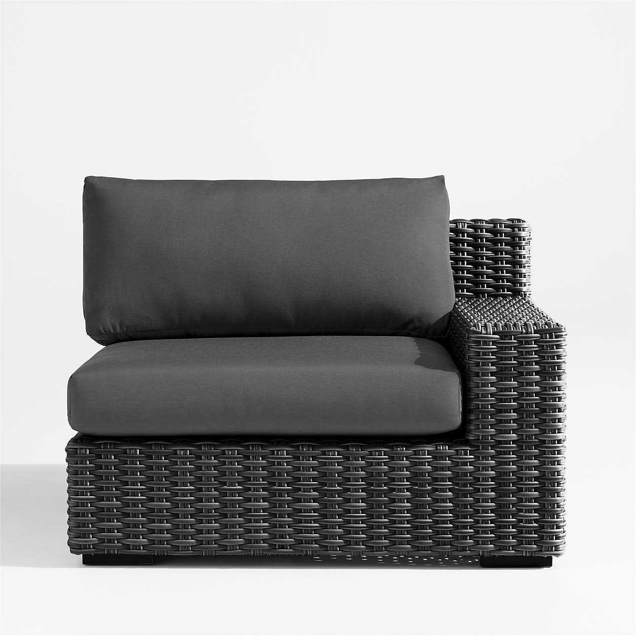 Abaco Charcoal Grey Resin Wicker Right-Arm Outdoor Lounge Chair with ...
