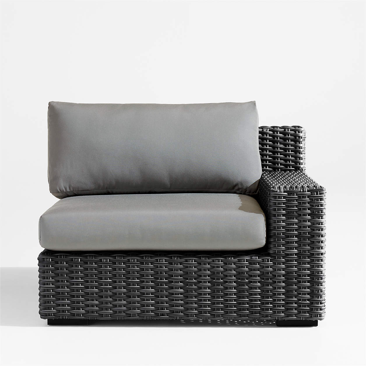 Abaco Charcoal Grey Resin Wicker Right-Arm Outdoor Lounge Chair with ...