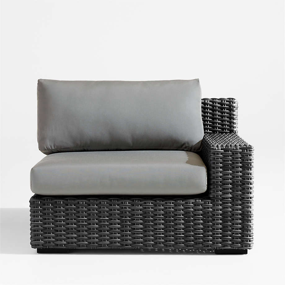 Abaco Charcoal Grey Resin Wicker Right-Arm Outdoor Lounge Chair with ...