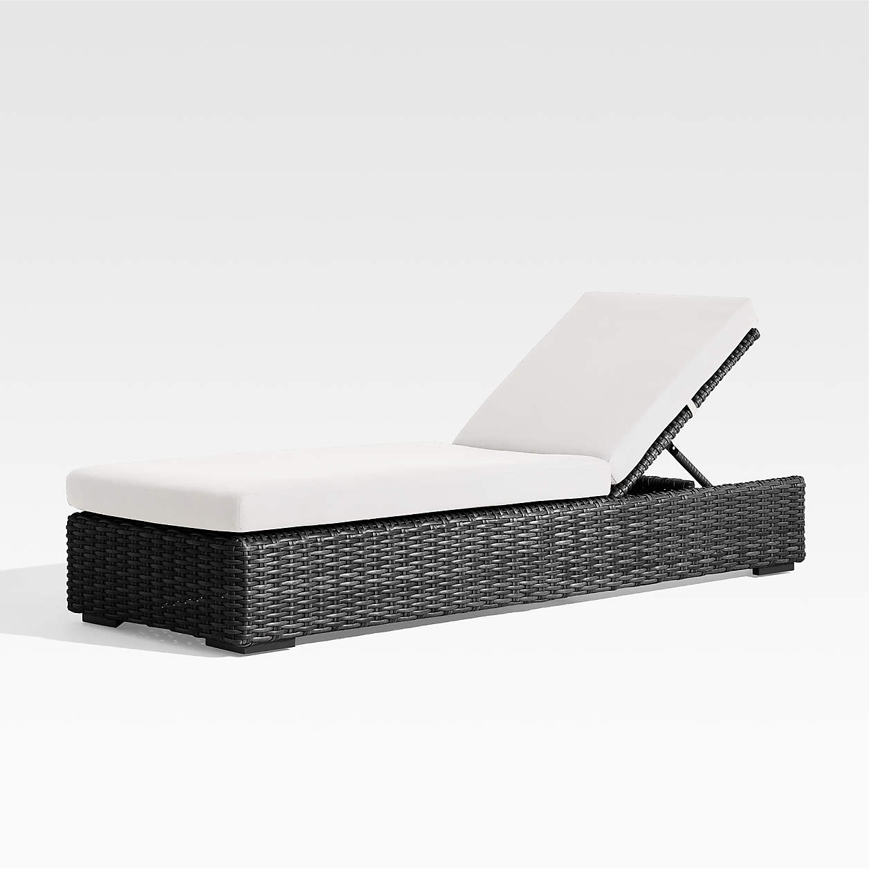 Abaco Resin Wicker Charcoal Grey Outdoor Chaise Lounge with White Sand ...