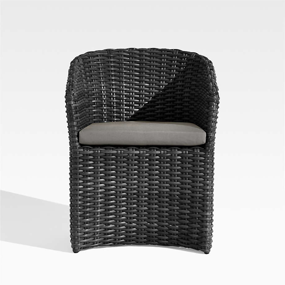 Abaco Resin Wicker Charcoal Grey Outdoor Dining Chair with Graphite ...
