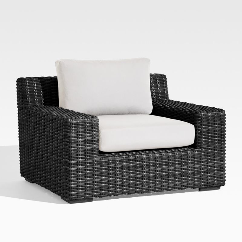 Abaco Resin Wicker Charcoal Grey Outdoor Lounge Chair with White Sand ...