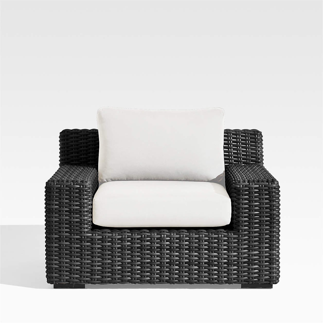 Abaco Resin Wicker Charcoal Grey Outdoor Lounge Chair with White Sand ...