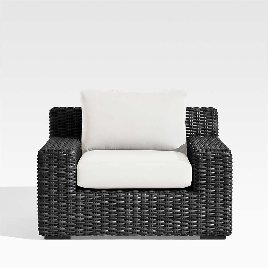 Abaco Resin Wicker Charcoal Grey Outdoor Lounge Chair with White Sand ...