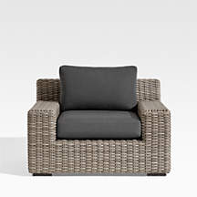 Abaco Resin Wicker Outdoor Lounge Chair with Charcoal Sunbrella Cushion ...