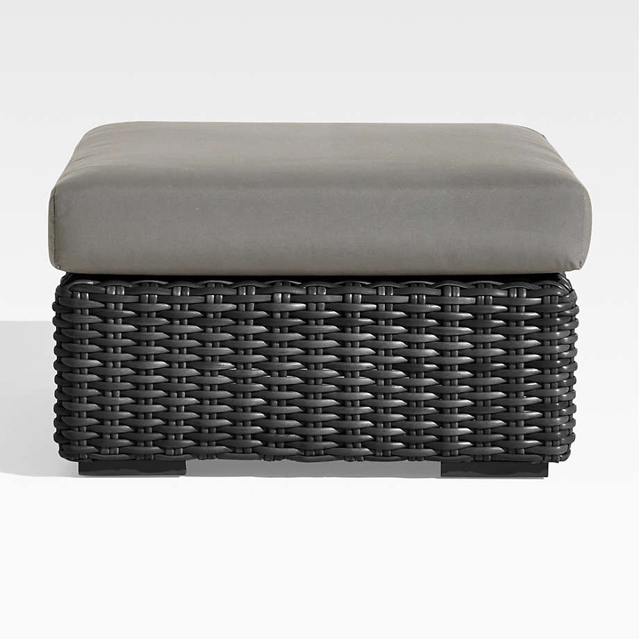 Abaco Resin Wicker Charcoal Grey Outdoor Ottoman with Graphite ...