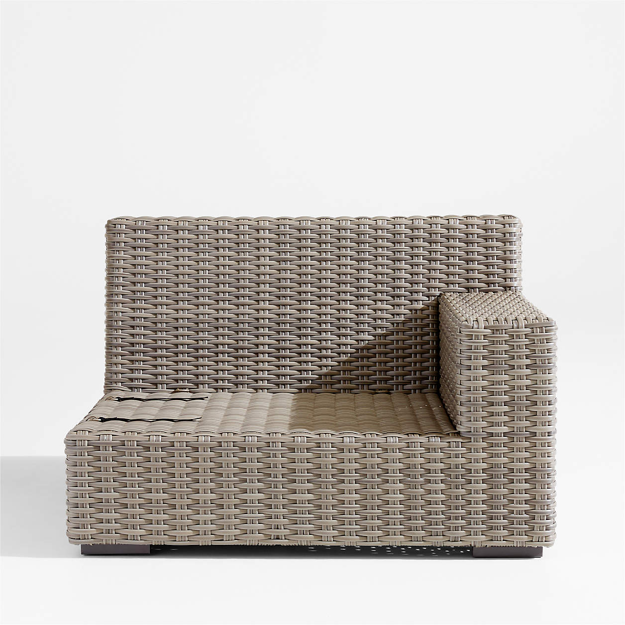 Abaco Resin Wicker Right-Arm Outdoor Chair + Reviews | Crate & Barrel