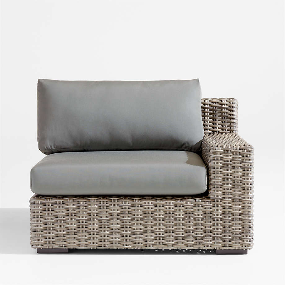 Abaco Grey Resin Wicker Right-Arm Outdoor Lounge Chair with Graphite ...