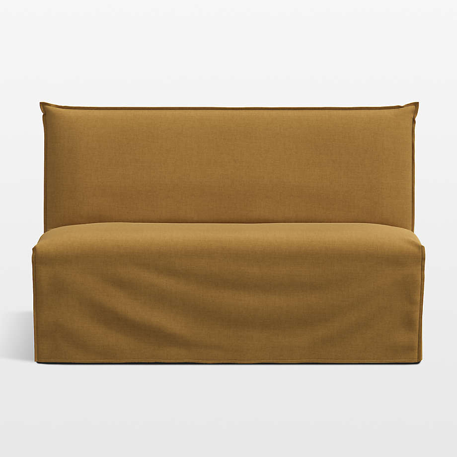 Addison Caramel Brown Slipcovered Dining Banquette Bench with Flange ...