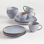 Addison Grey 16-Piece Gold Rim Dinnerware Set | Crate & Barrel Canada
