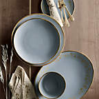 Addison Grey 16-Piece Gold Rim Dinnerware Set | Crate & Barrel Canada