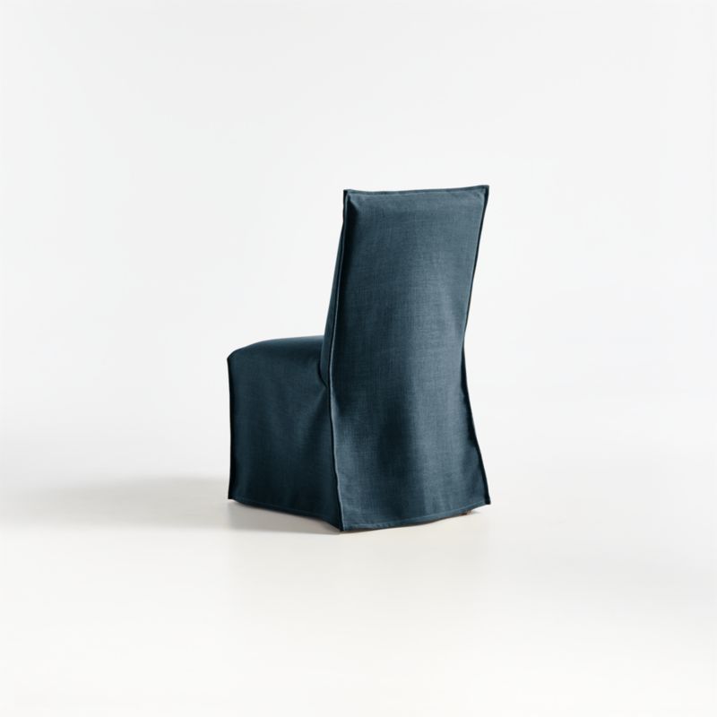 Addison Navy Flange Slipcovered Dining Chair + Reviews | Crate & Barrel