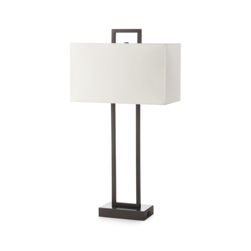 Adler Black Rectangle Table Lamp with USB 31" + Reviews | Crate & Barrel
