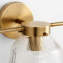 Aiden Ribbed Glass Brass 3-Bathroom Vanity Light Wall Sconce + Reviews ...