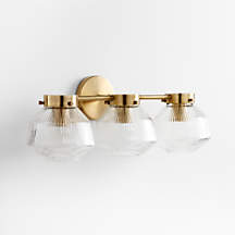 Aiden Ribbed Glass Brass 3-Bathroom Vanity Light Wall Sconce + Reviews ...