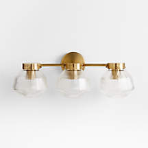 Aiden Ribbed Glass Brass 3-Bathroom Vanity Light Wall Sconce + Reviews ...