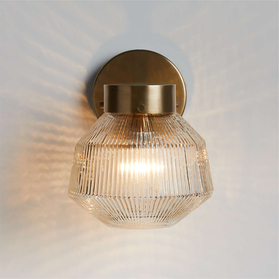 Aiden Ribbed Glass Brass Wall Sconce Bathroom Vanity Light + Reviews ...
