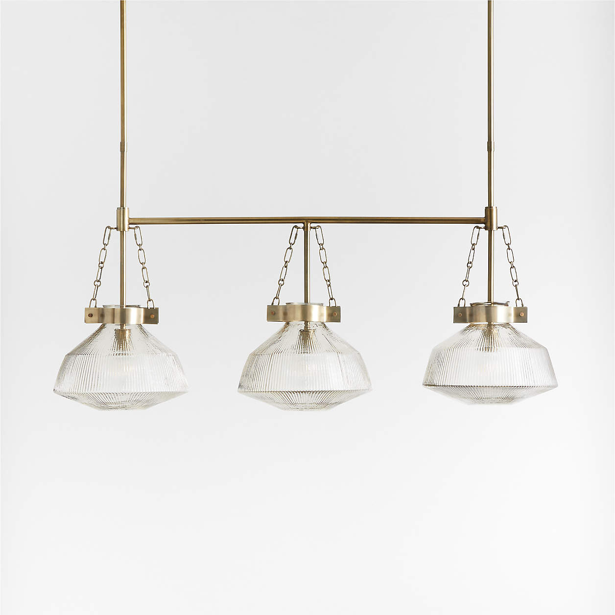 Aiden Ribbed Glass Brass Linear Pendant Light | Crate & Barrel