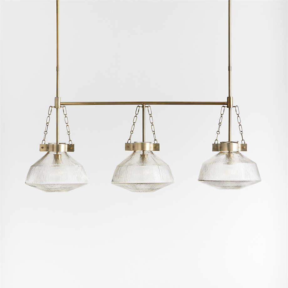 Aiden Ribbed Glass Brass Linear Pendant Light | Crate & Barrel Canada