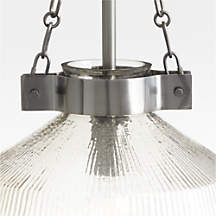 Aiden Ribbed Glass Light Pewter Linear Pendant + Reviews | Crate & Barrel