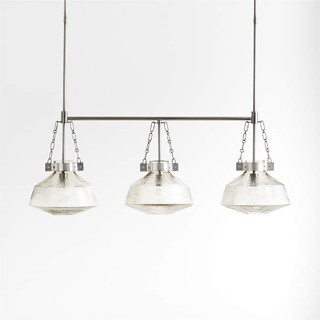 Aiden Ribbed Glass Brass Linear Pendant Light | Crate & Barrel Canada