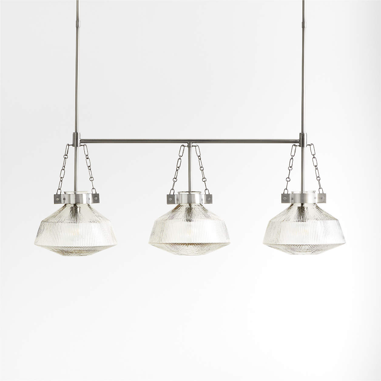 Aiden Ribbed Glass Light Pewter Linear Pendant | Crate & Barrel