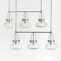 Aiden Ribbed Glass Brass Linear Pendant Light + Reviews | Crate ...