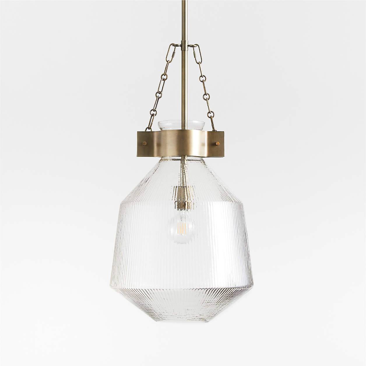 Aiden Ribbed Glass Brass Pendant Light + Reviews | Crate & Barrel