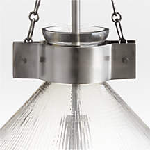 Aiden Ribbed Glass Light Pewter Pendant Light + Reviews | Crate & Barrel