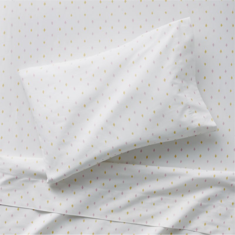 Aiko Organic Pink Diamonds Toddler Sheet Set | Crate & Kids
