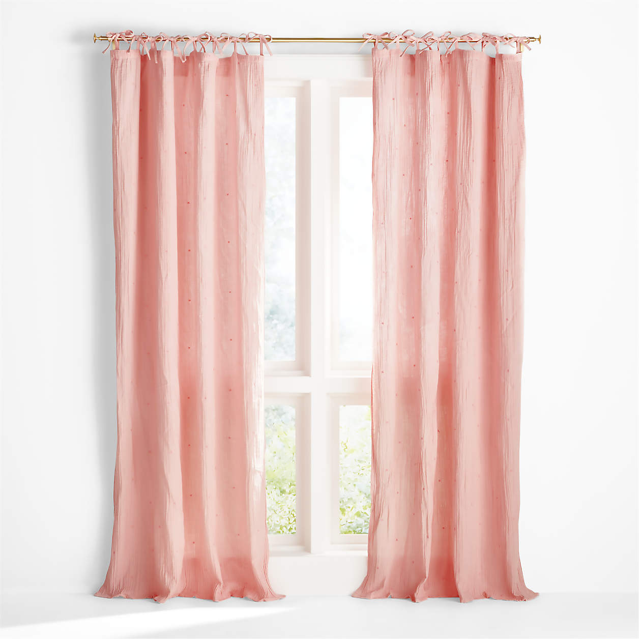 Aldrin Pink Organic Cotton Sheer Kids Window Curtain Panel 44"x84 ...