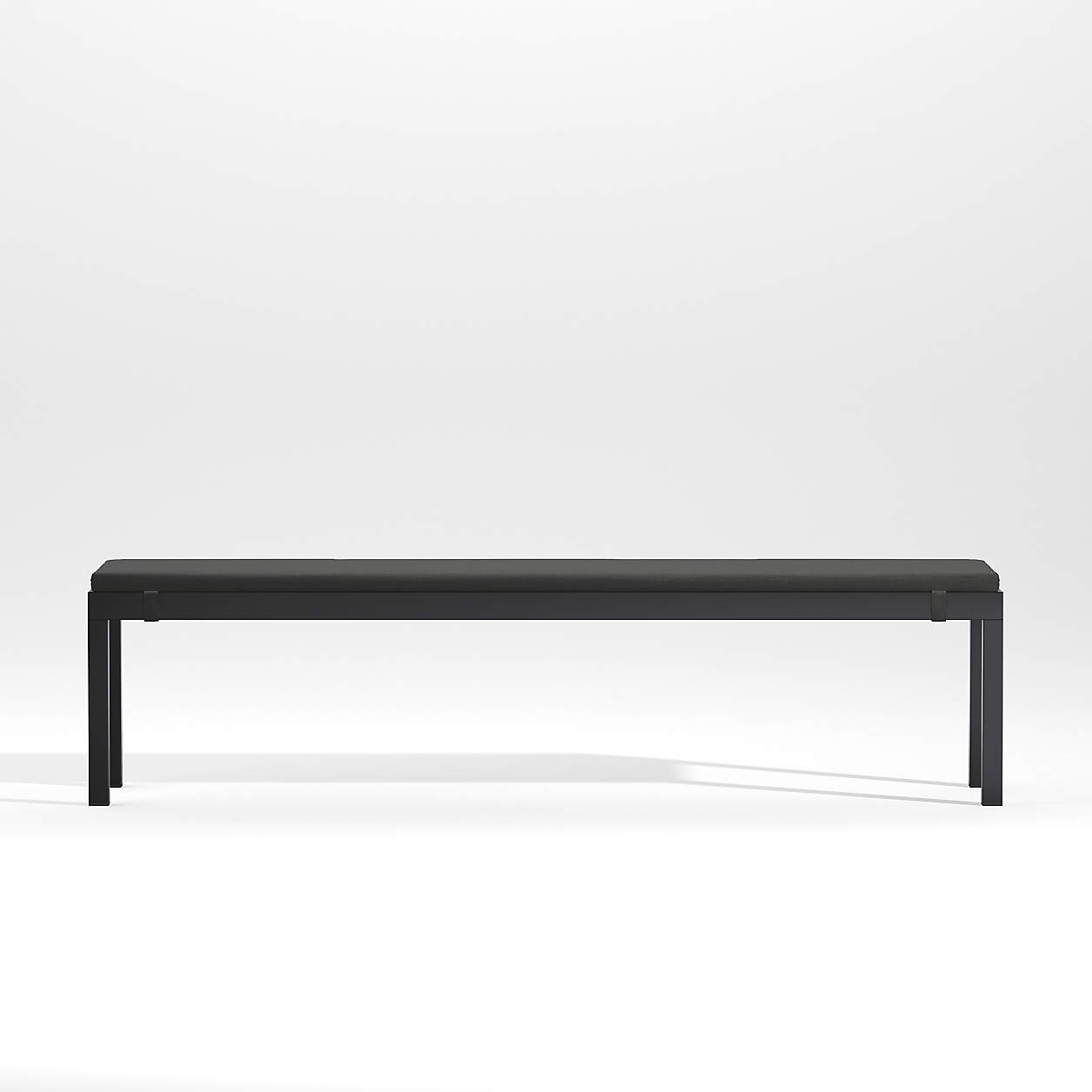 Alfresco Black Outdoor Dining Bench with Charcoal Grey Sunbrella ...