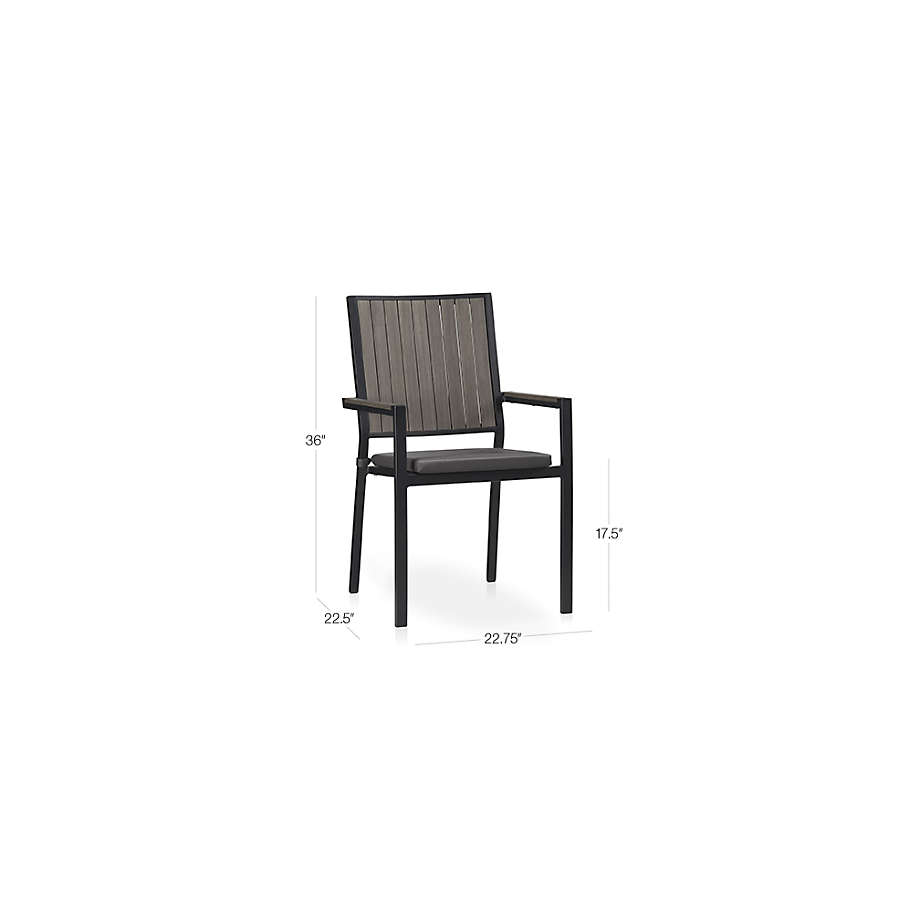 Alfresco Black Outdoor Dining Chair with Charcoal Grey Sunbrella ...