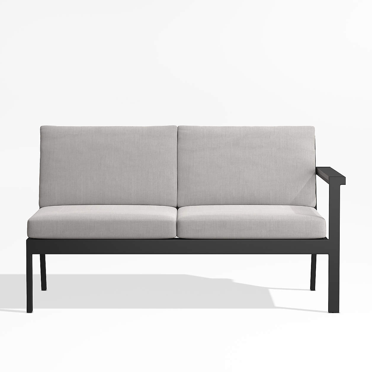 Alfresco 54" Right-Arm Outdoor Sofa with Silver Cushions | Crate & Barrel
