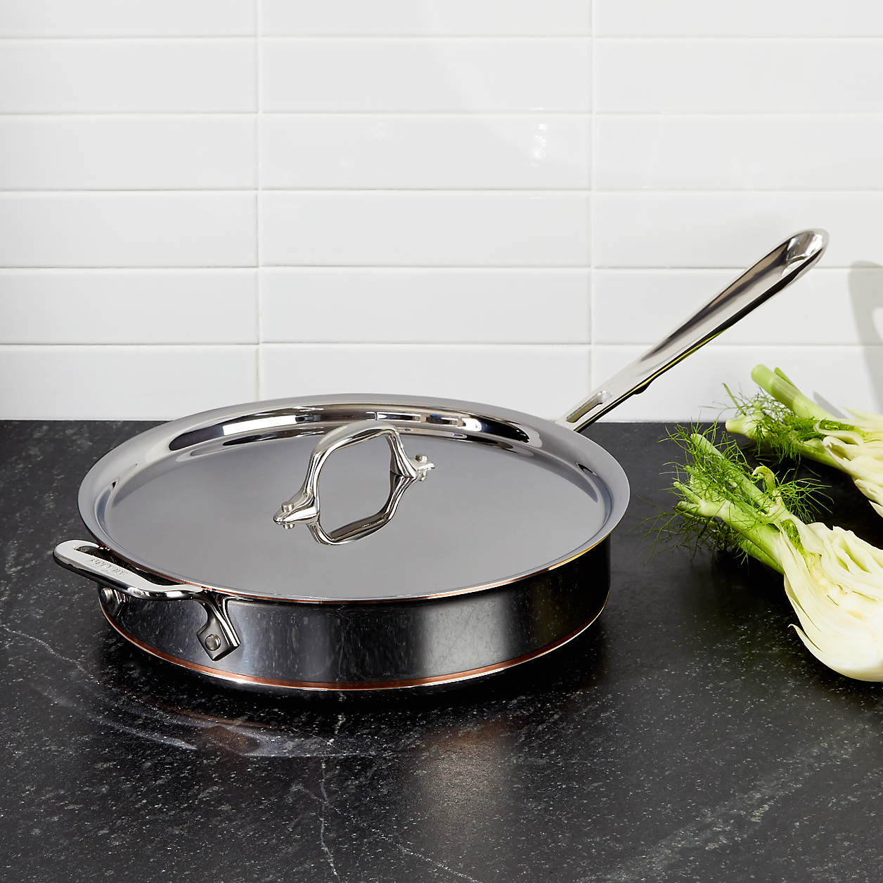 All-Clad Copper Core 3-Quart Sauté Pan with Lid + Reviews | Crate & Barrel
