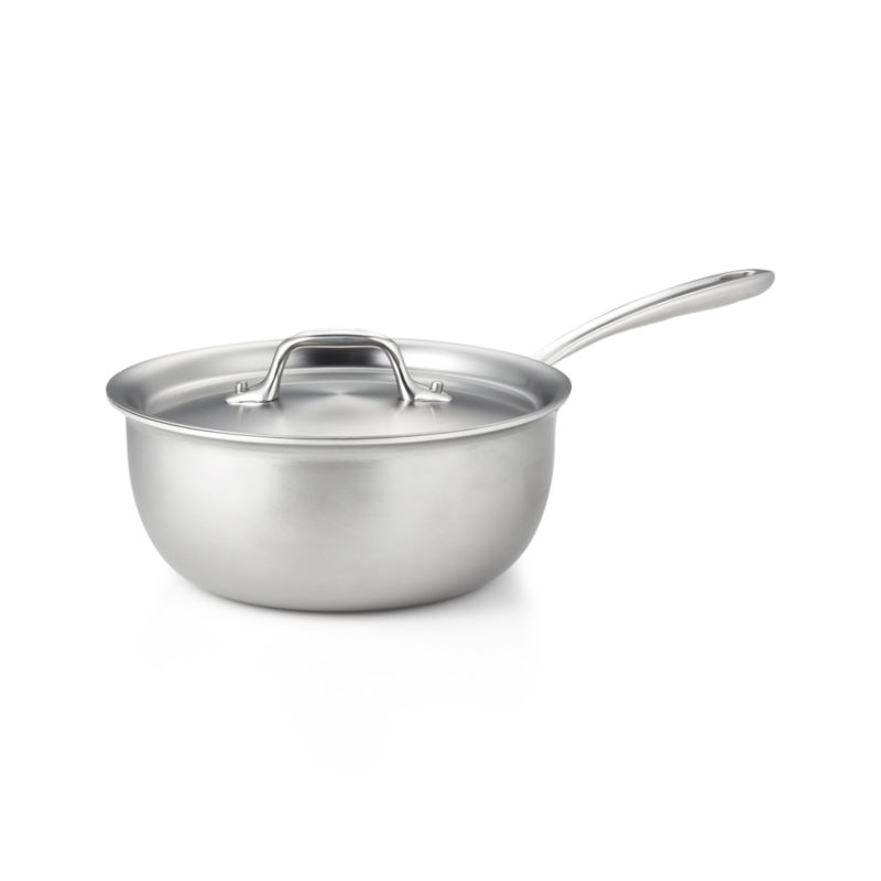 All-Clad d3 Curated 2.5-Quart Saucier with Lid + Reviews | Crate & Barrel