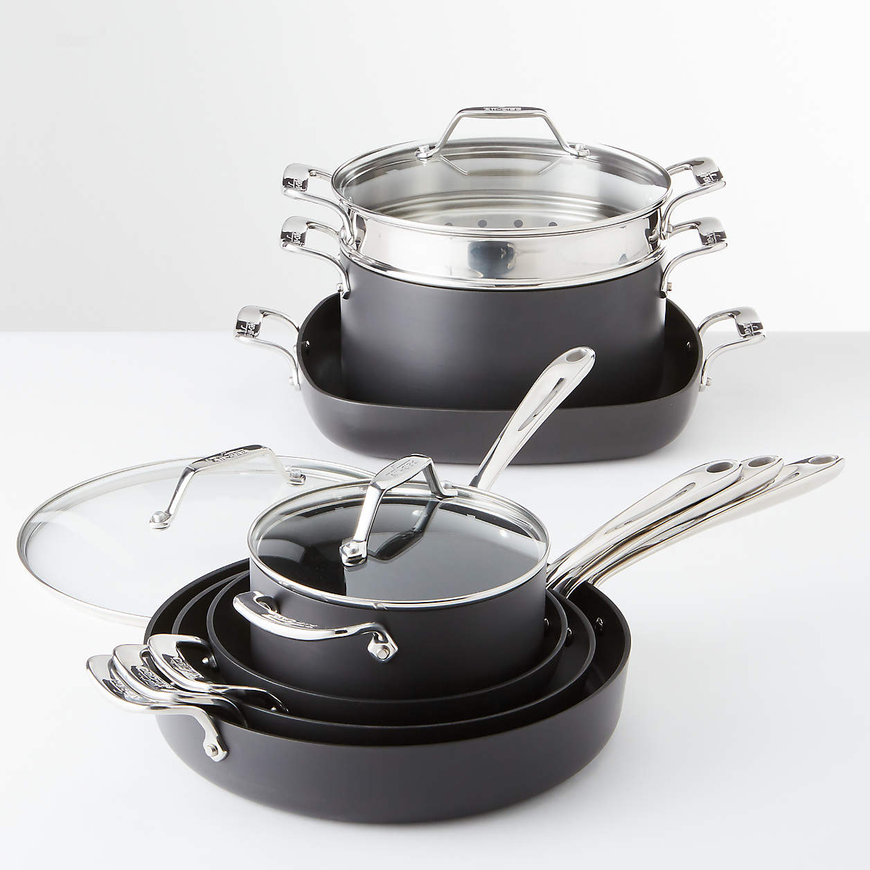 All-Clad Essentials Non-Stick 10-Piece Set + Reviews | Crate & Barrel