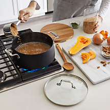 All-Clad HA1 Non-Stick 6-Qt. Dutch Oven with Lid, Acacia Wood Trivet ...
