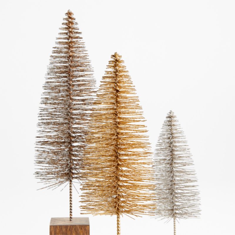 "All That Glitters" Bottle Brush Christmas Trees, Set of 8 | Crate & Barrel
