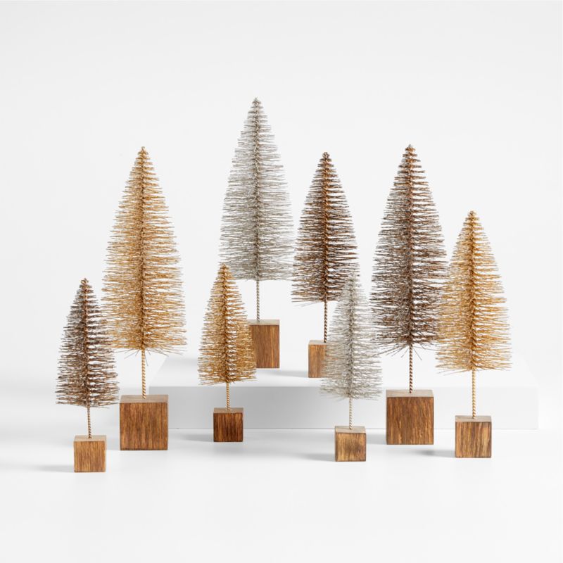 "All That Glitters" Bottle Brush Christmas Trees, Set of 8 | Crate & Barrel