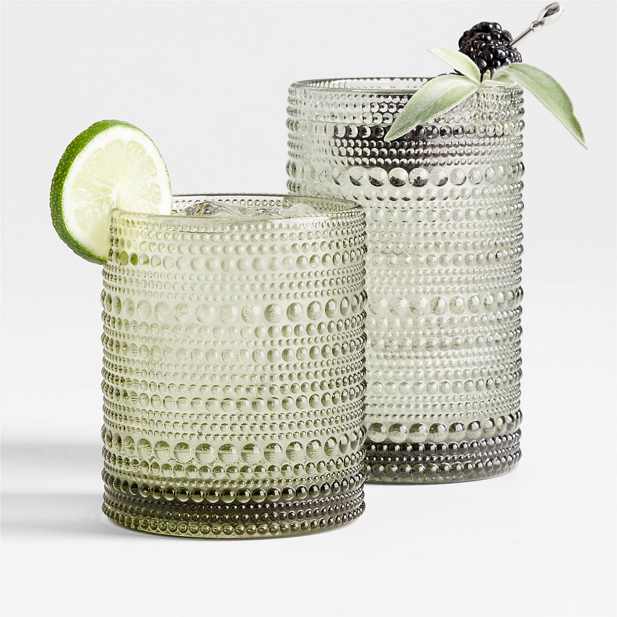 Alma Grey Highball and Double Old-Fashioned Glass | Crate & Barrel