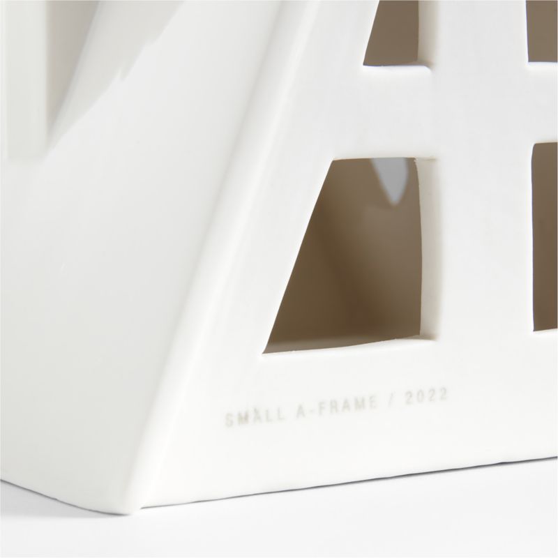 Small White Ceramic Holiday Alpine A-Frame House + Reviews | Crate & Barrel
