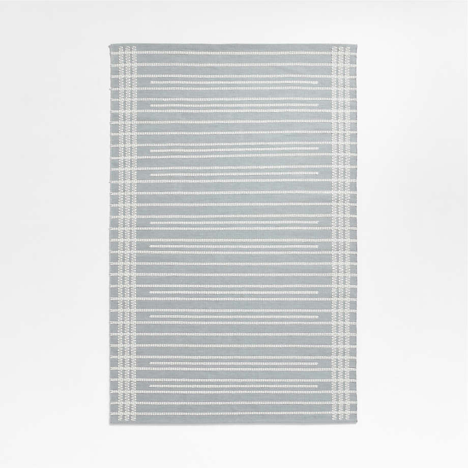 Alternating Lines Striped Wool Light Blue Kids Area Rug 8x10 | Crate & Kids