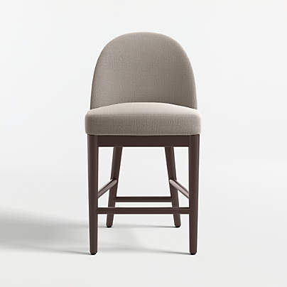 Astrid Upholstered Oak Wood and Rattan Counter Stool with Performance ...