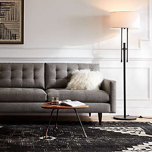 Petrie Grey Tufted Seating Furniture Crate Barrel